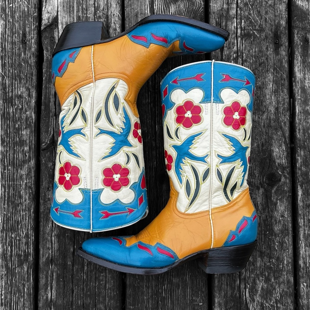 Rare Vintage Montana Bluebird Design Cowboy Boots - Gem